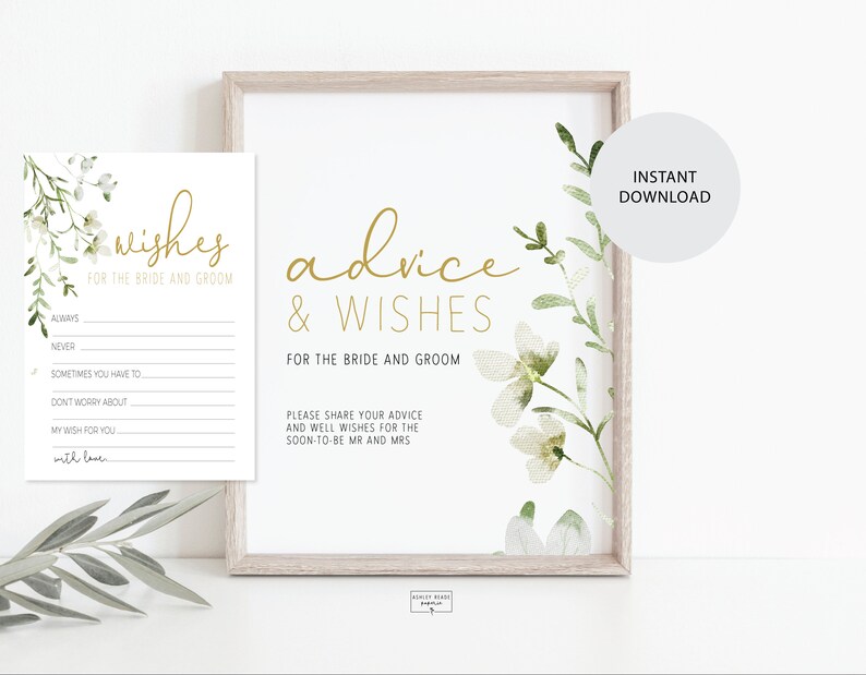 Green Foliage Advice and Wishes for the Bride and Groom Sign - Etsy