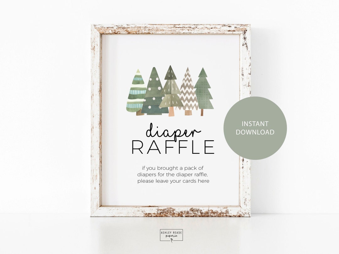 Christmas Trees - Diaper Raffle Sign - A Very Merry Baby Shower ...