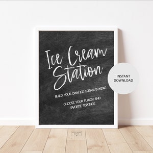 Chalkboard - Ice Cream Station Sign - Printable Faux Chalkboard Sign ...