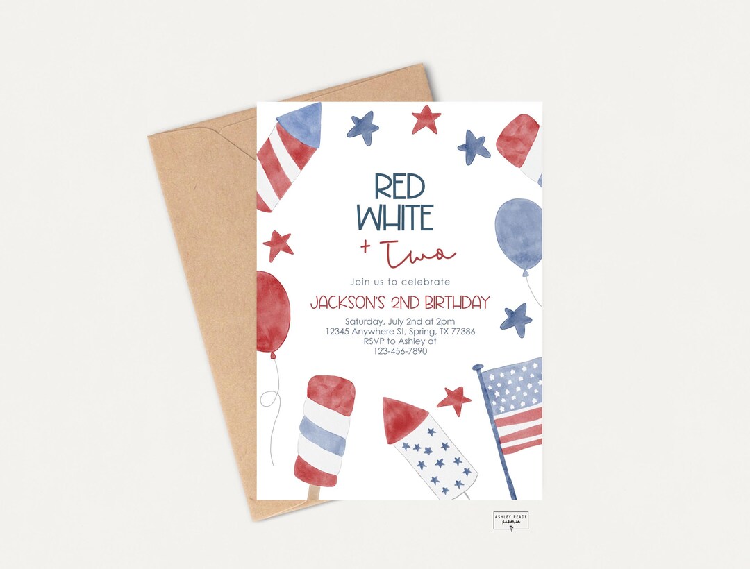 Editable - Americana Birthday Party - Red, White, and Blue - Patriotic ...