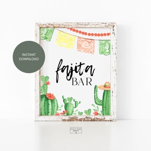 Fiesta - Fajita Bar - Food Table Sign - Bridal, Baby, Birthday, Wedding ...