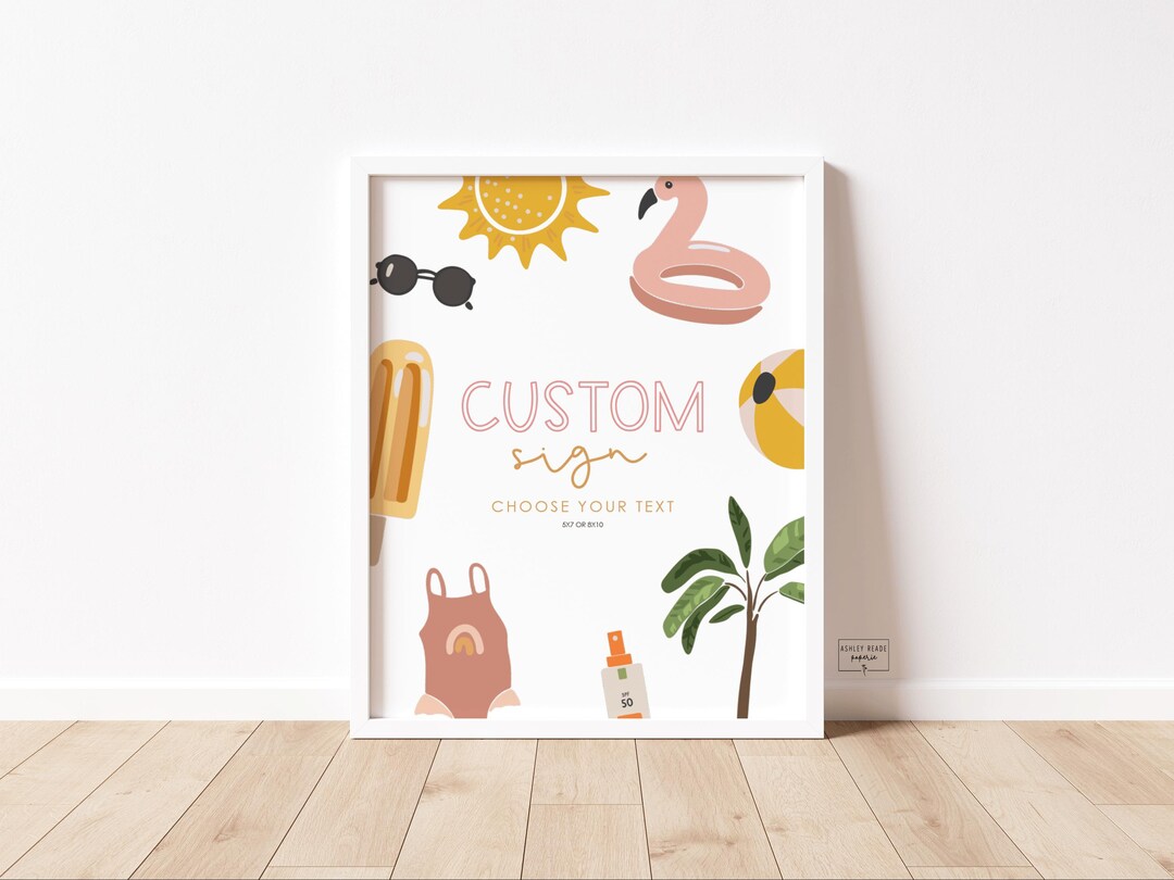 Editable - Pool Party - Custom Sign - Birthday Party - Summer - Digital ...