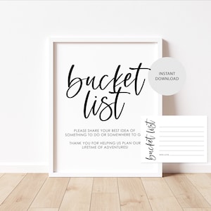 Black and White - Bucket List Sign and Matching Card - Bucket List ...