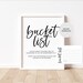Black and White - Bucket List Sign and Matching Card - Bucket List ...