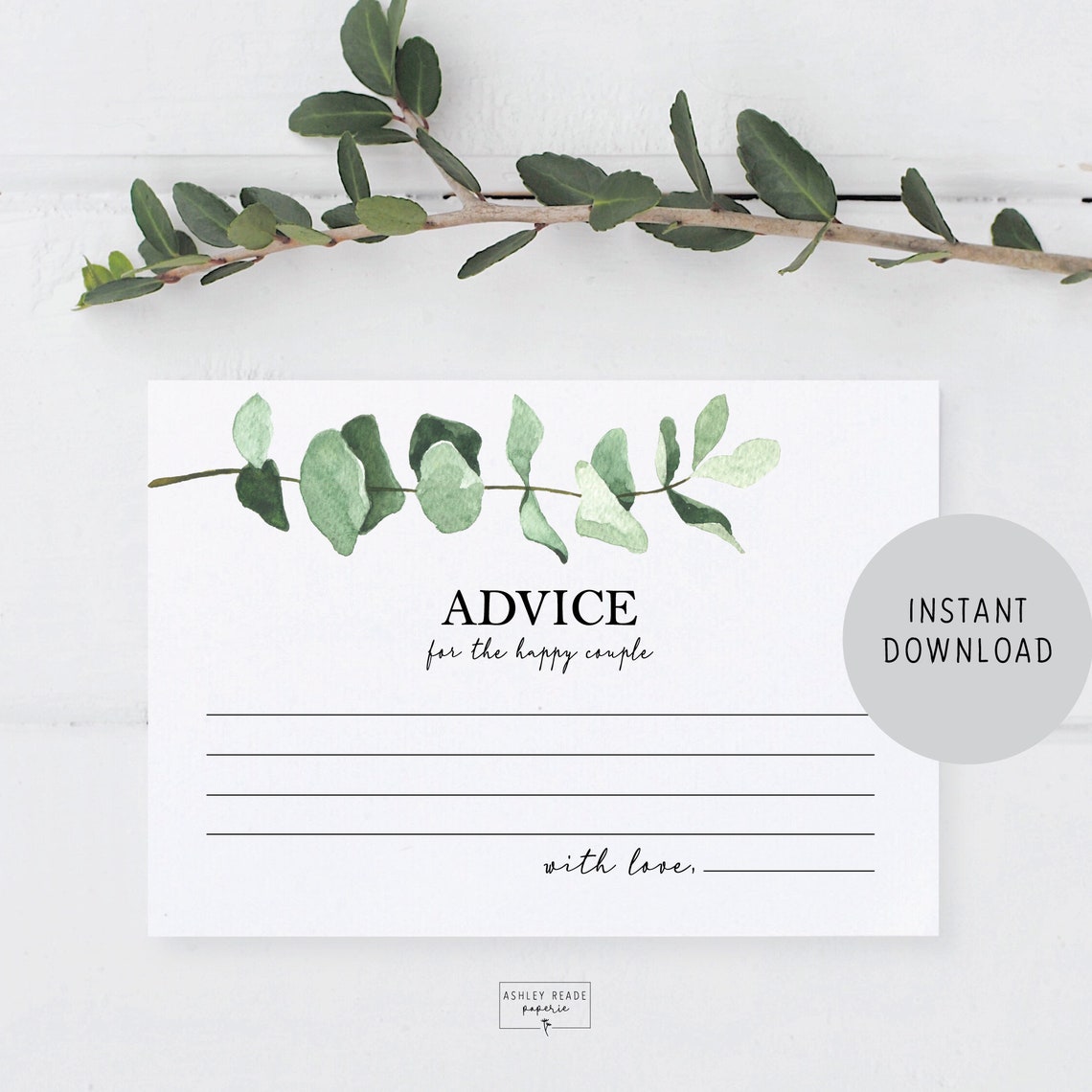 Greenery Advice Card Bridal Shower Activity | Etsy