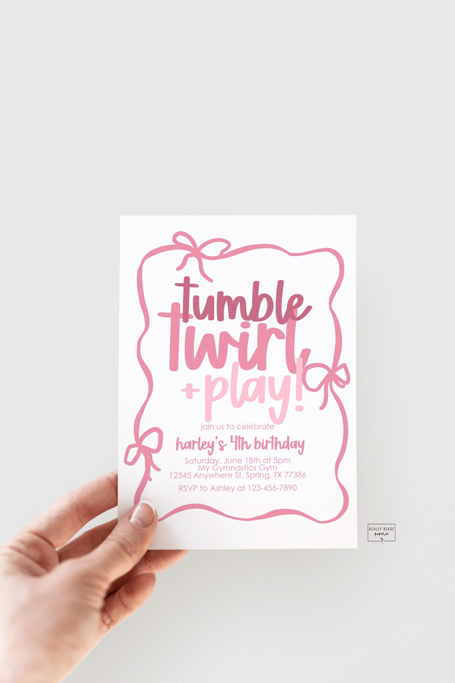 Tumble, Twirl, and Play - Modern Birthday Party Invitation Template ...