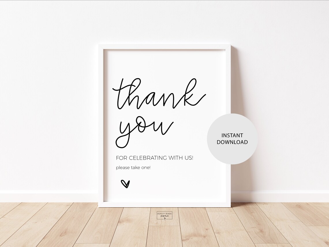 Black and White Script Heart Thank You for Coming Sign - Etsy