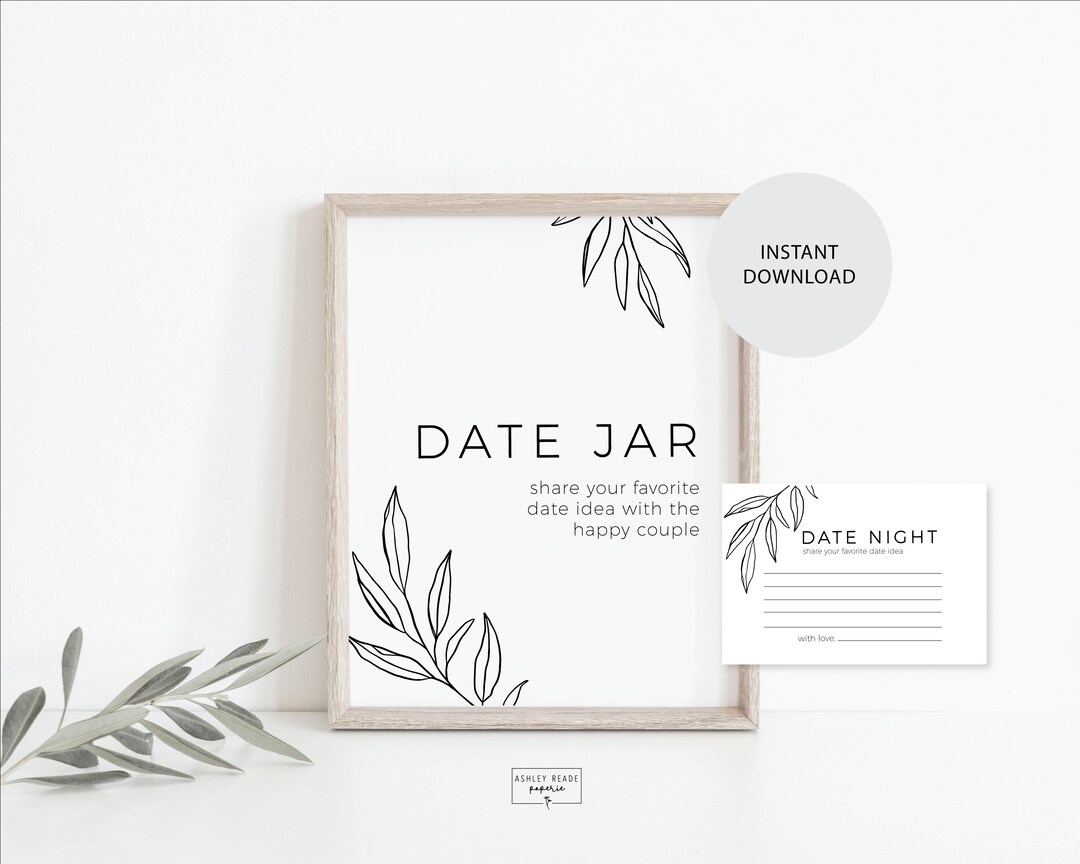 Black and White Boho - Date Jar Sign - Matching Date Card - Bridal ...