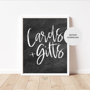 Chalkboard Printable - Cards and Gifts Sign - Faux Chalkboard Sign ...