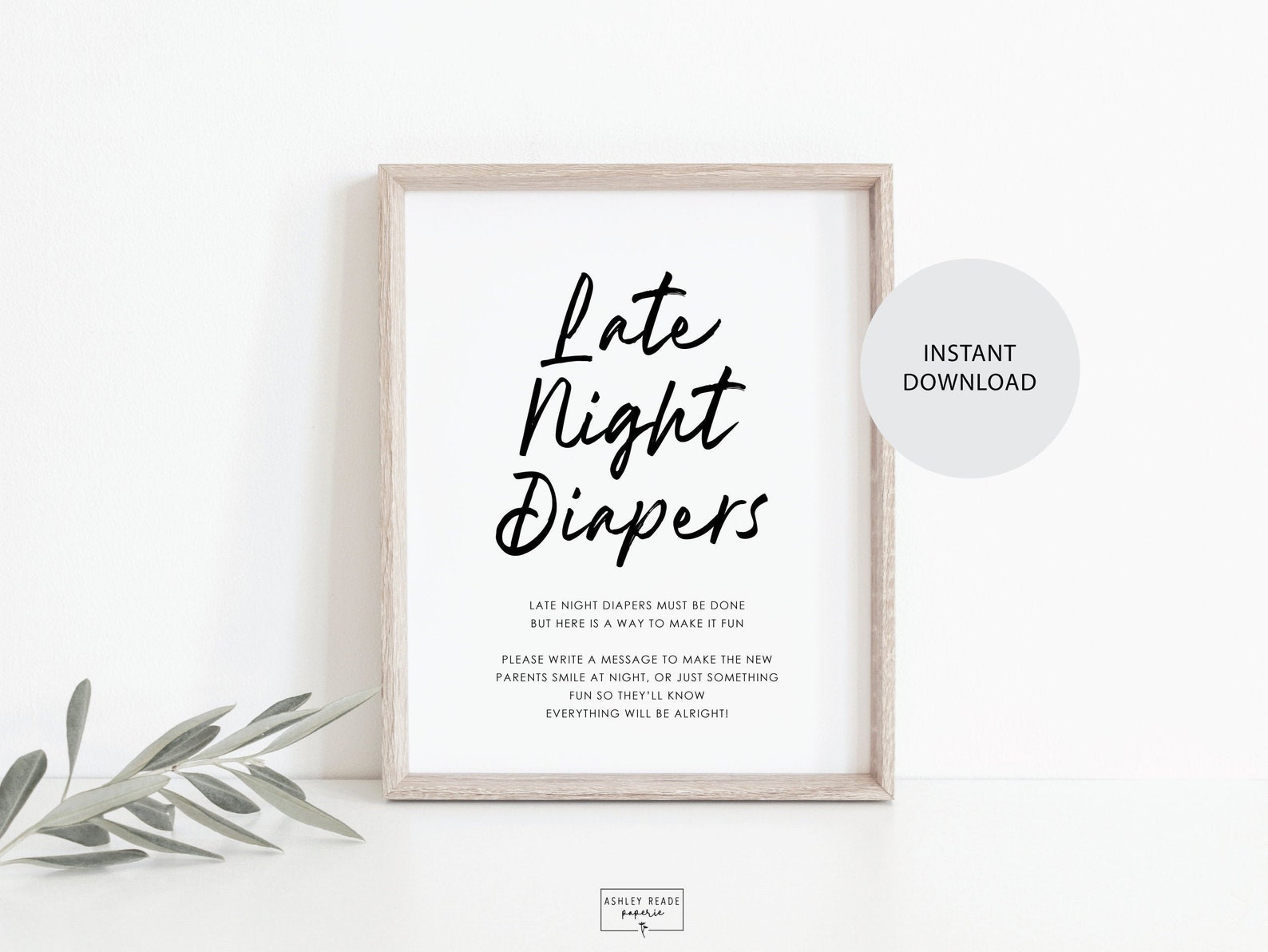 Modern Black and White-late Night Diapers Sign-simple Baby - Etsy