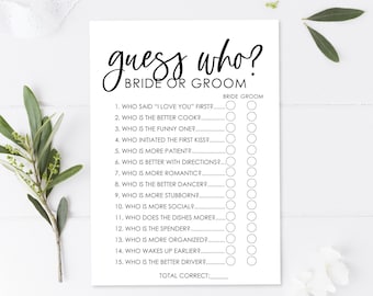 Guess Who Bride or Groom - Etsy