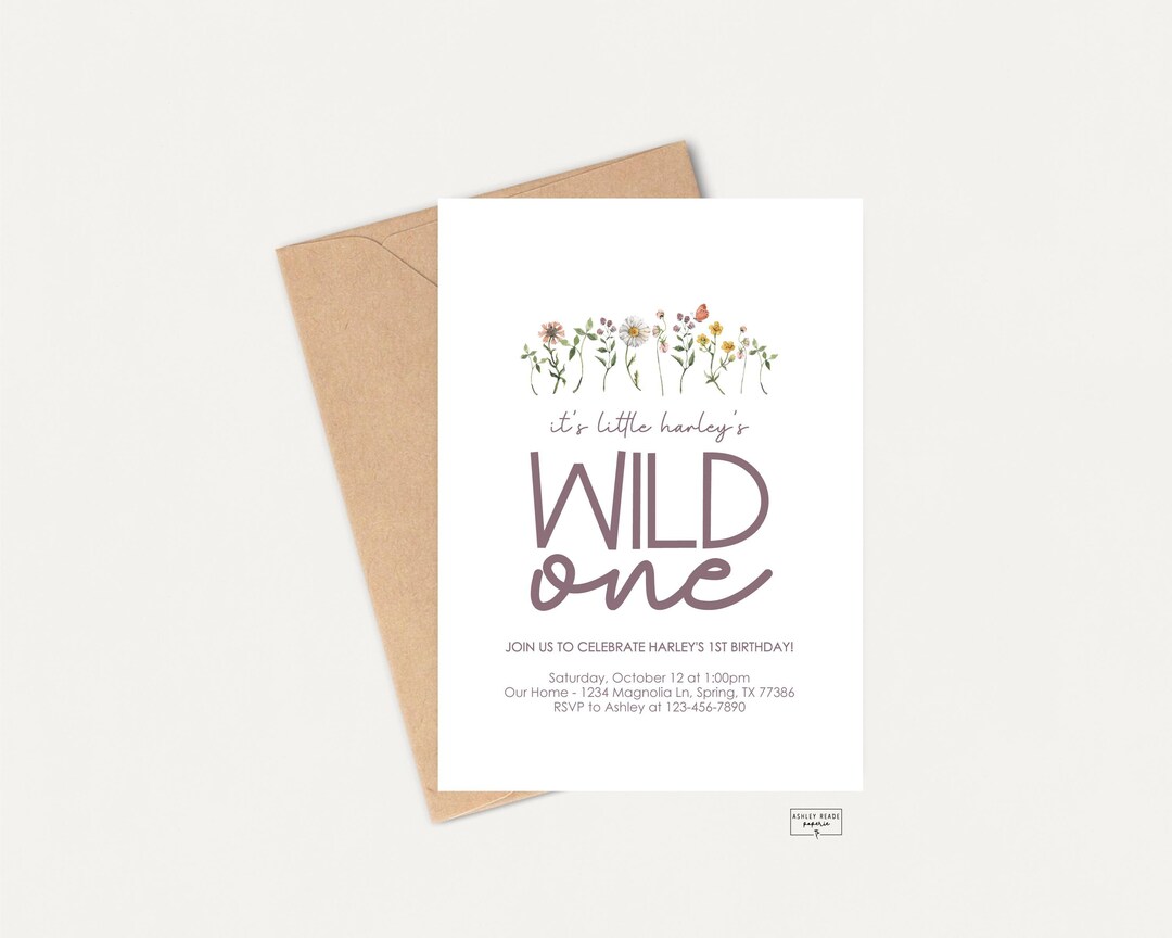 Wildflower Birthday Party - Birthday Invitation - Personalize - Digital ...