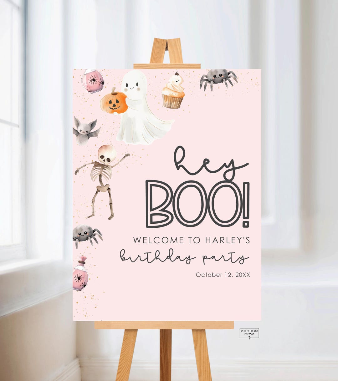 Editable - Hey Boo Halloween Birthday Party Welcome Sign Template ...
