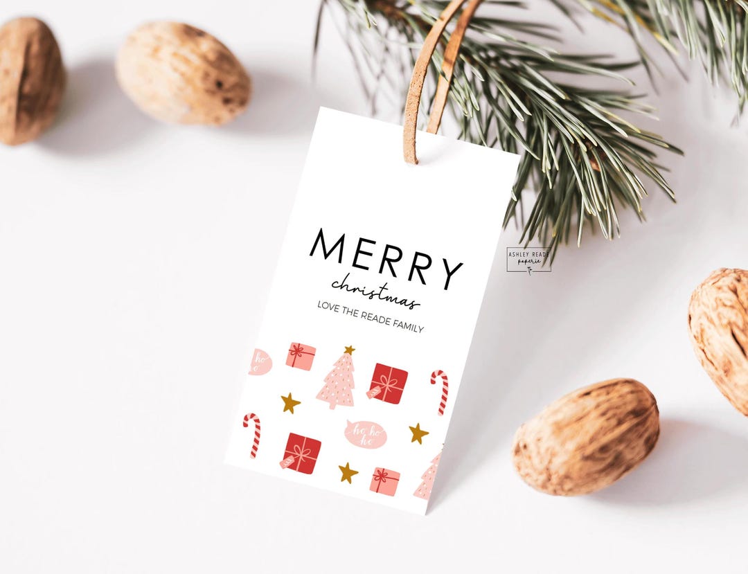 Editable Christmas Gift Tag - Pink Christmas - Digital Download ...