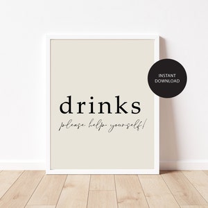 Modern Cream - Drinks Sign -bridal Shower Table Sign - Instant Download ...