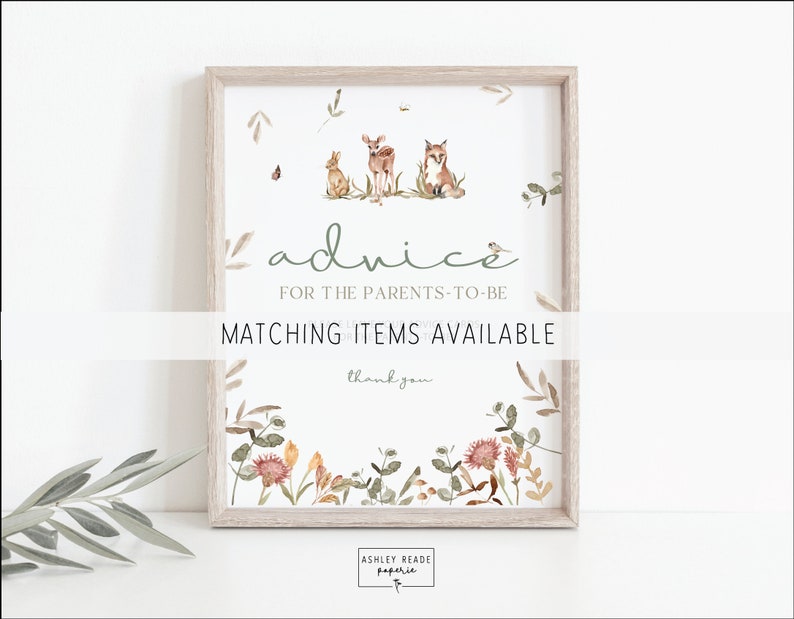 Forest Animals - Dear Baby Sign and Matching Card - Baby Shower ...