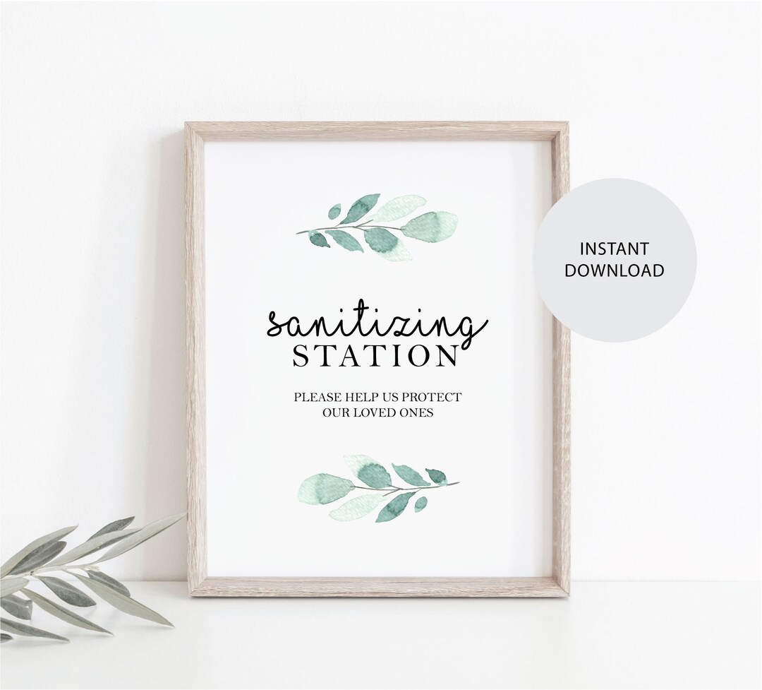 Sanitizing Station Sign Eucalyptus Shower or Wedding Sign - Etsy
