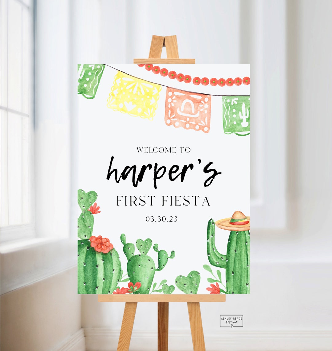 Fiesta - First Fiesta Birthday Party Welcome Sign - Welcome Poster ...