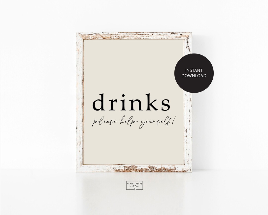 Modern Cream - Drinks Sign -bridal Shower Table Sign - Instant Download ...