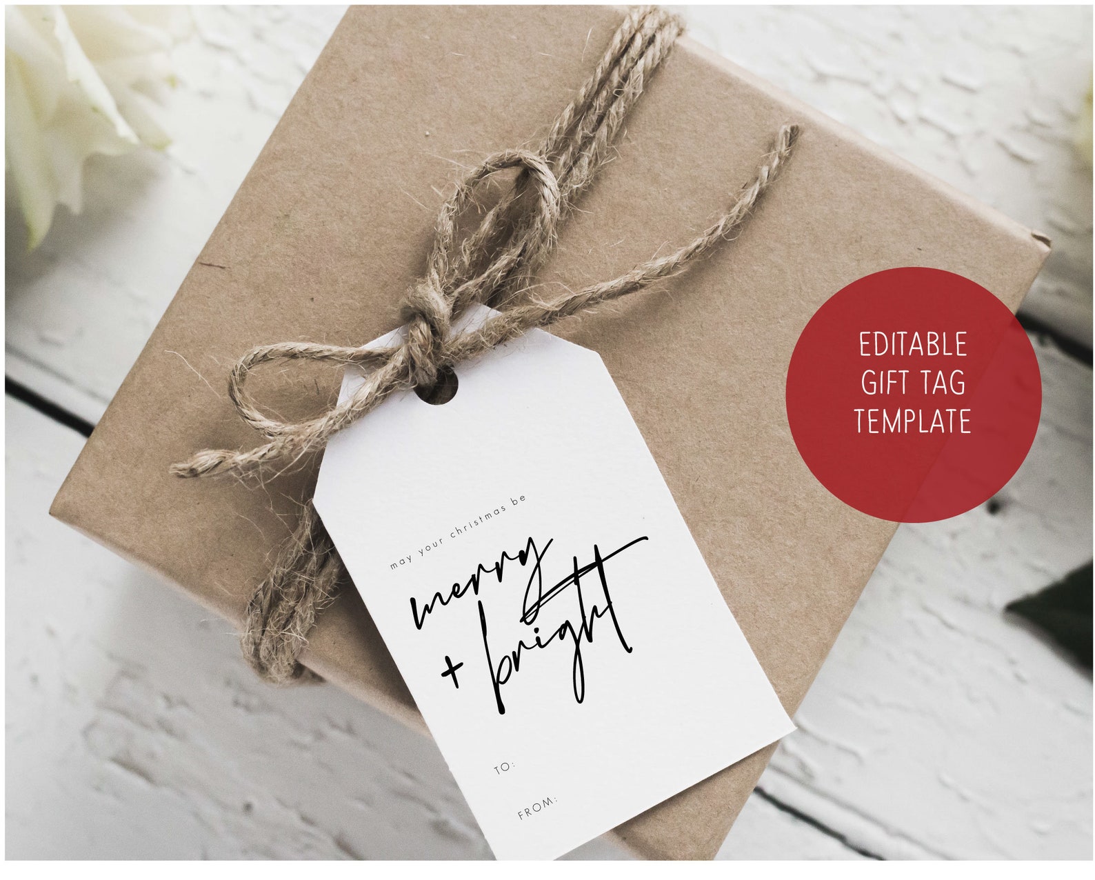 Merry and Bright Christmas Gift Tag Merry Christmas Tag - Etsy