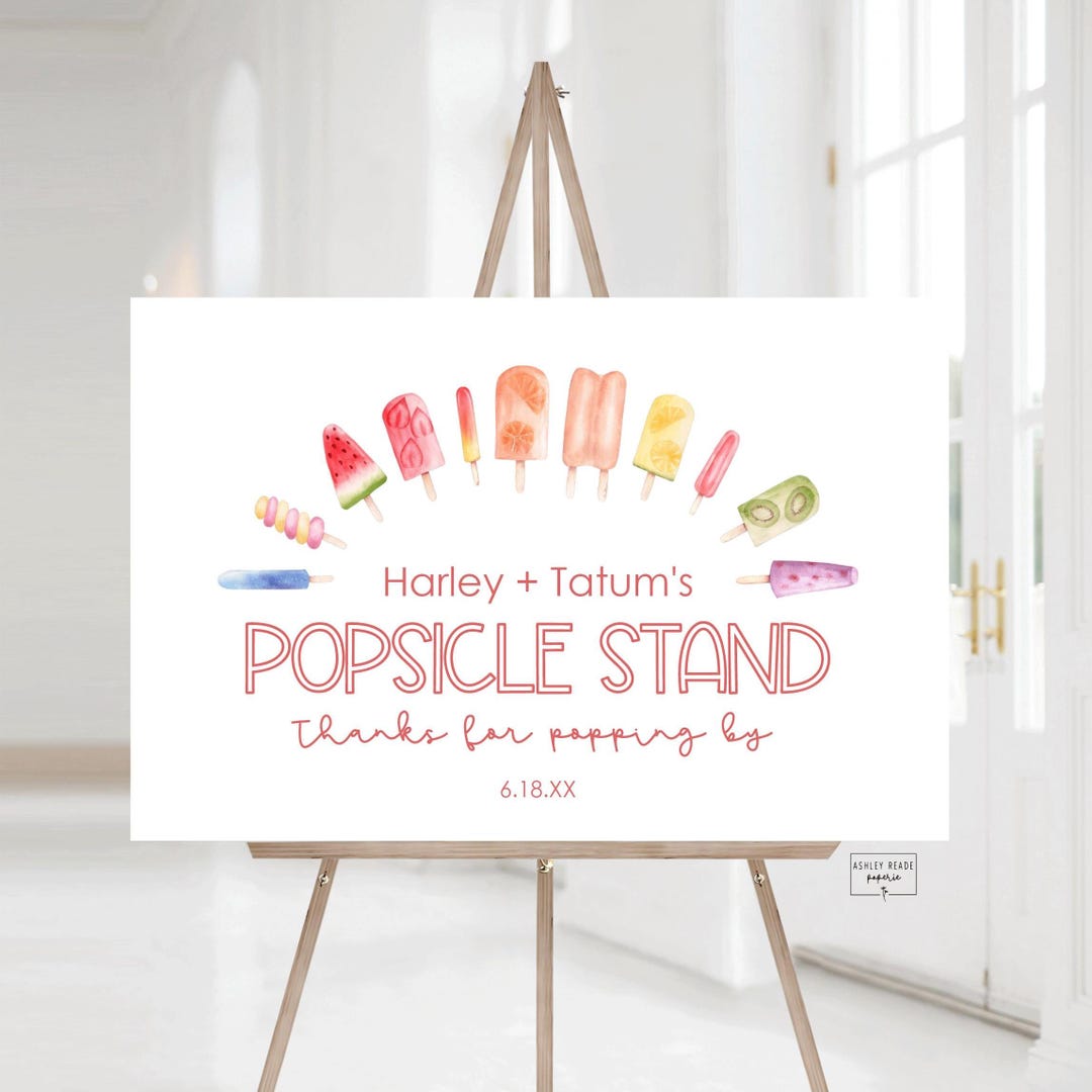Modern Joint Birthday Party - Popsicle Stand Sign - Welcome - Popsicle ...
