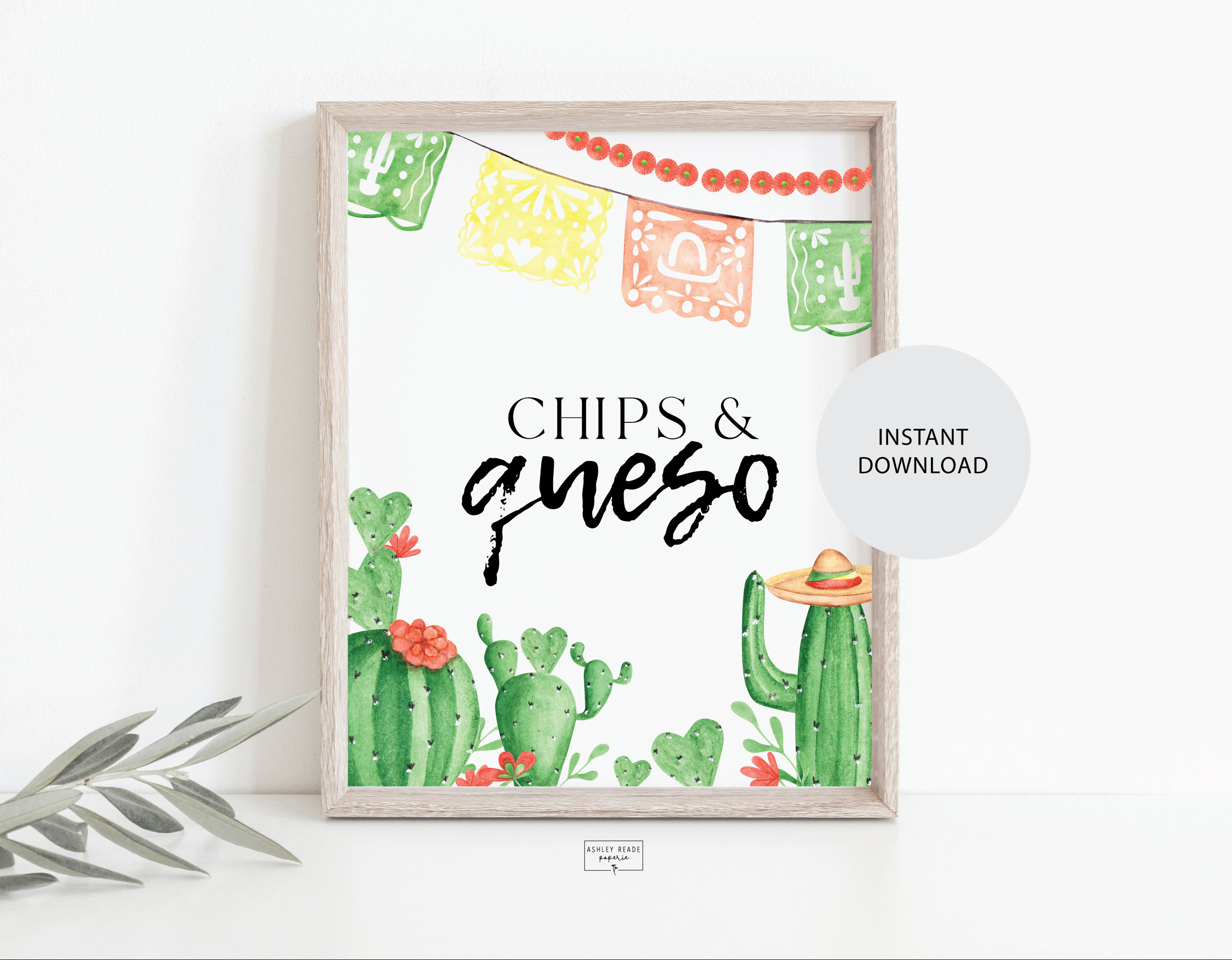 Fiesta - Chips and Queso Sign - Food Table Sign - Bridal, Baby ...