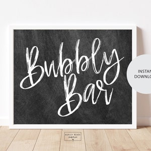 Chalkboard Printable - Bubbly Bar Sign - Faux Chalkboard Sign - Bridal ...