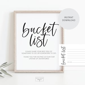 Black and White - Bucket List Sign and Matching Card - Bucket List ...
