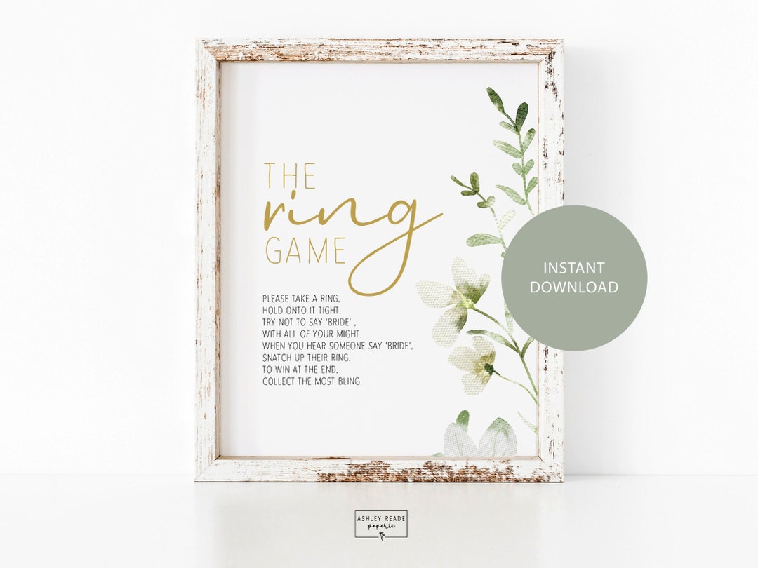 Green Foliage - the Ring Game Sign - Bridal Shower Game - Digital ...