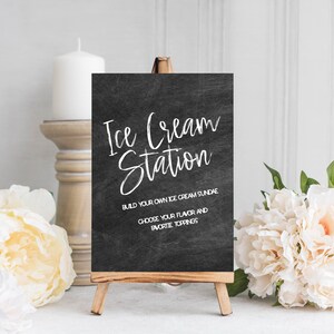 Chalkboard - Ice Cream Station Sign - Printable Faux Chalkboard Sign ...