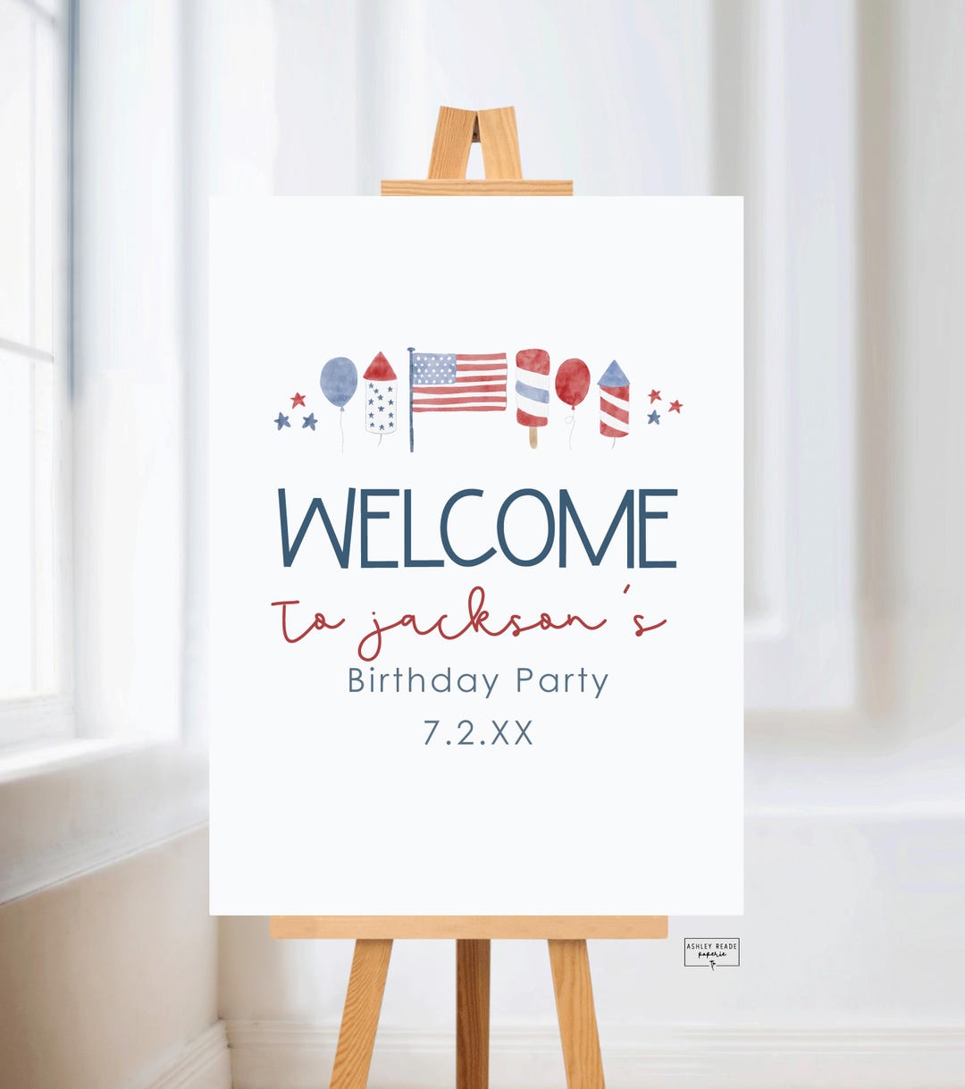 Editable - Americana Birthday Party - Red, White, and Blue - Patriotic ...