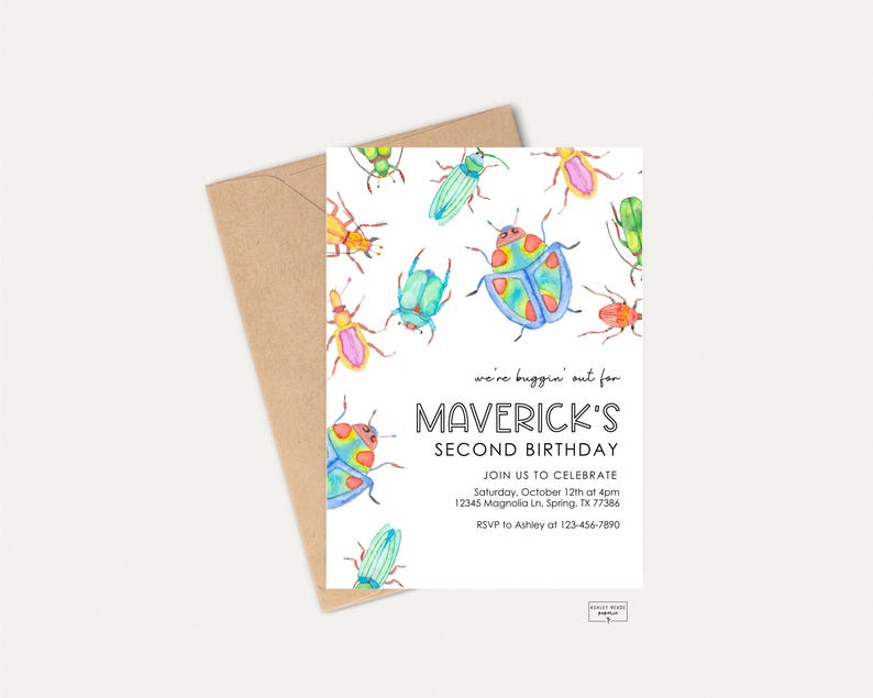 Bug Birthday Party Invitation- We're Buggin Out - Personalize - Digital ...
