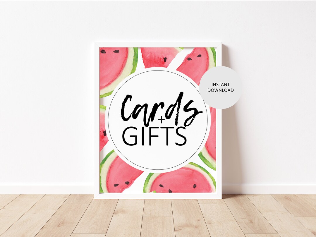 Cards and Gifts - Watermelon Sign - Baby Shower, Birthday Party ...