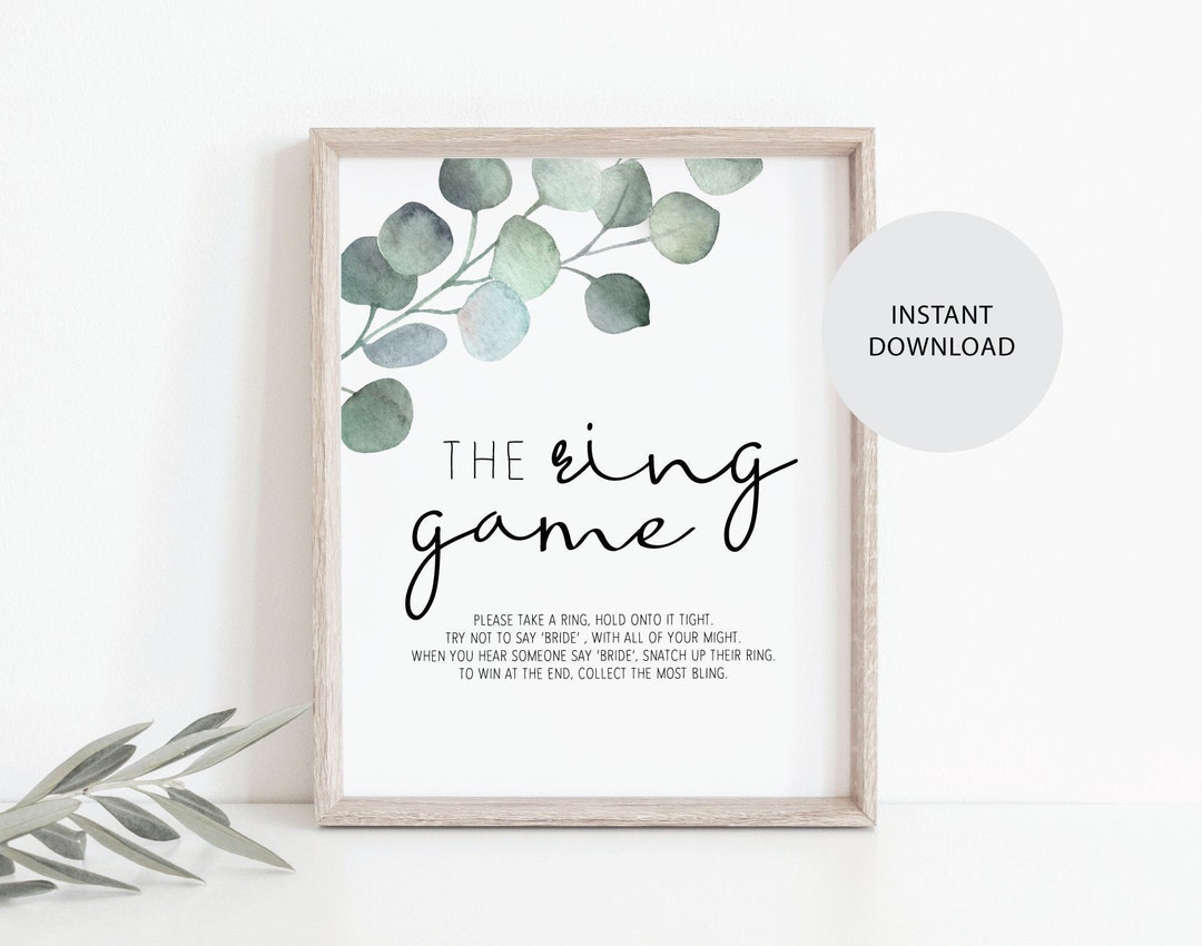 Eucalpytus - the Ring Game Sign - Bridal Shower Decoration - Etsy