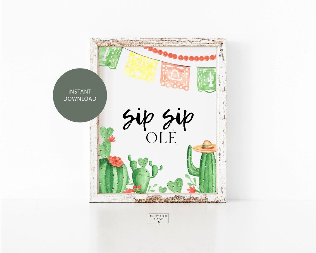 Fiesta - Sip Sip Ole Sign - Bar Sign - Drinks Stations Sign - Bridal ...