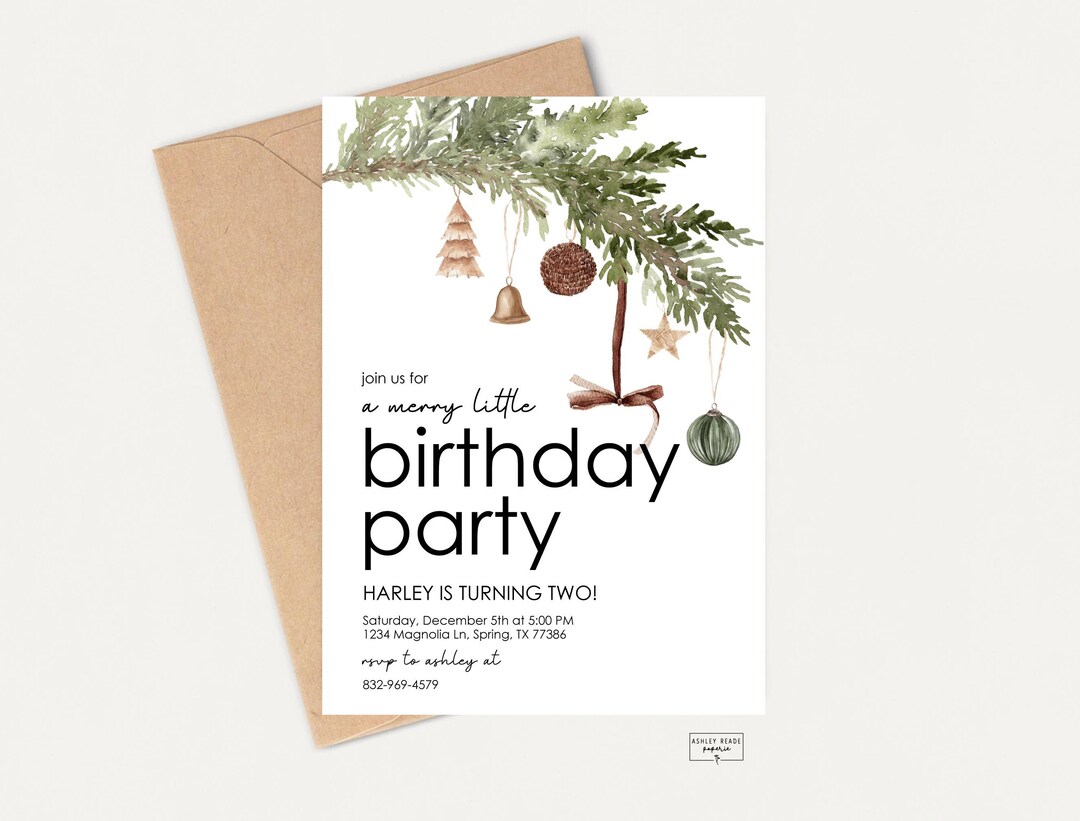 Editable Birthday Invitation - Rustic Christmas - A Merry Little ...