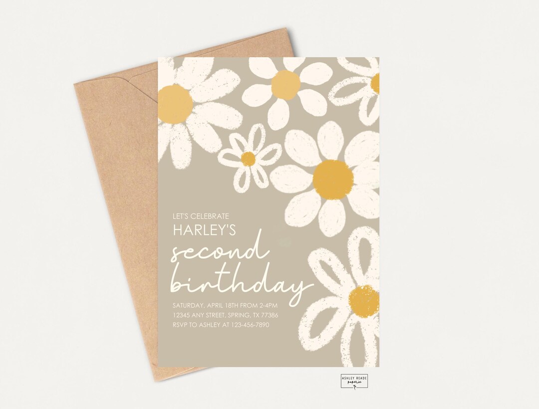 Editable - Daisy Birthday Party Invitation - Flower Birthday Theme ...