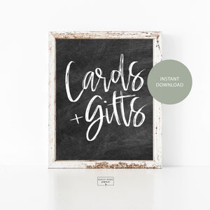 Chalkboard Printable - Cards and Gifts Sign - Faux Chalkboard Sign ...