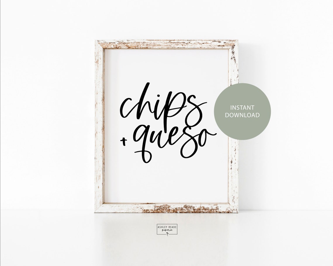 Black and White - Chips and Queso Sign - Wedding Signage - Bridal ...