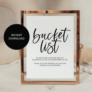 Black and White - Bucket List Sign and Matching Card - Bucket List ...