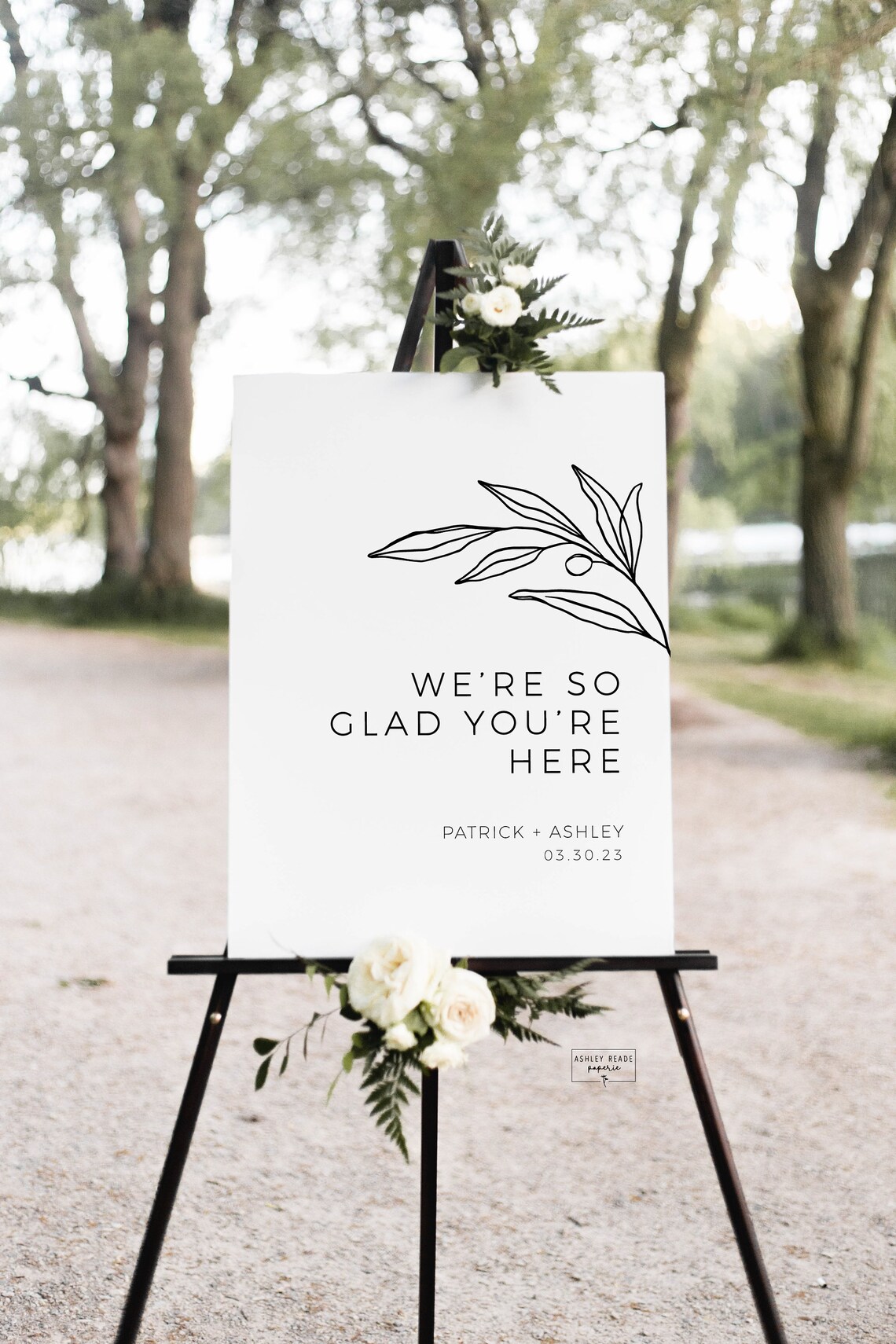 Black and White Boho - We're so Glad Your Here Poster - Wedding Welcome ...