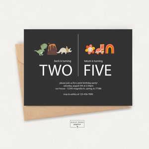 Modern Black Joint Birthday Party Personalized Invitation Choose Any ...