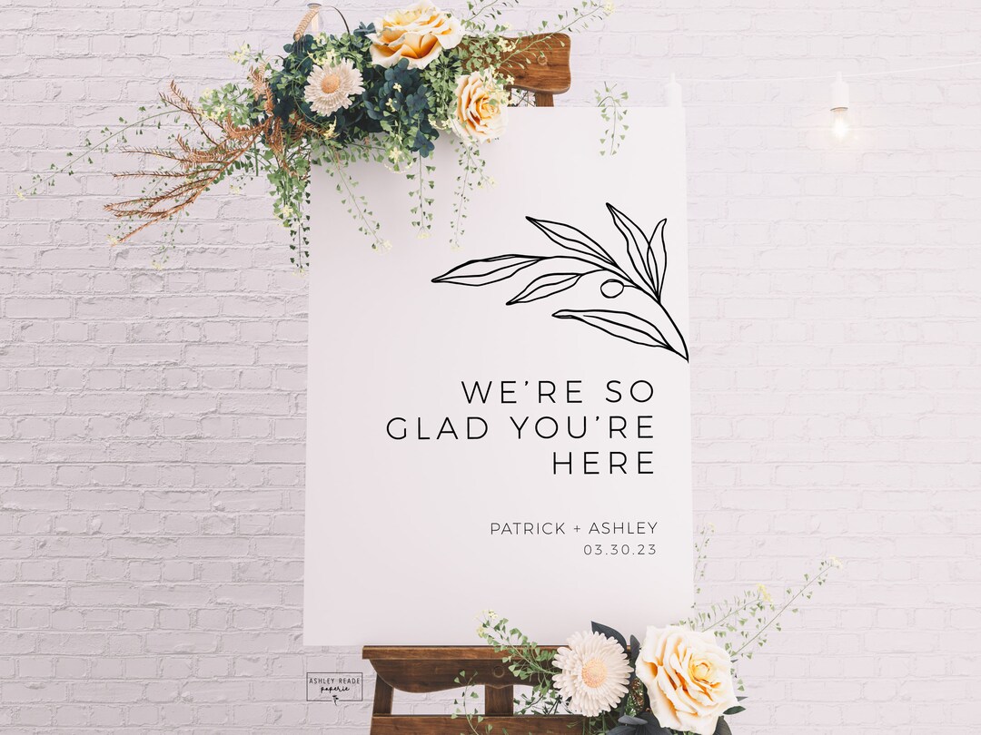 Black and White Boho - We're so Glad Your Here Poster - Wedding Welcome ...