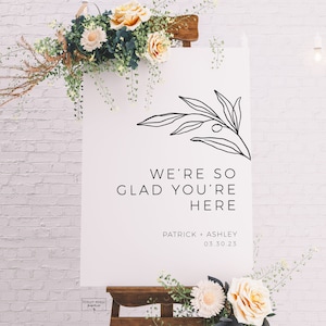 Black and White Boho - We're so Glad Your Here Poster - Wedding Welcome ...