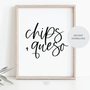 Black and White - Chips and Queso Sign - Wedding Signage - Bridal ...