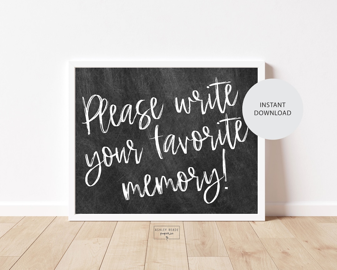 Chalkborad Printable - Write Your Favorite Memory Sign - Bridal Shower ...