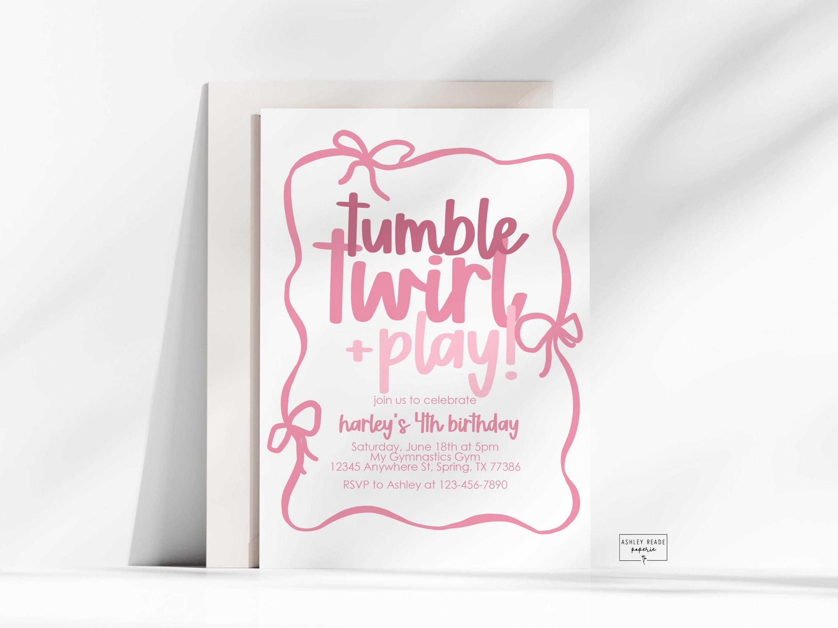 Tumble, Twirl, and Play - Modern Birthday Party Invitation Template ...