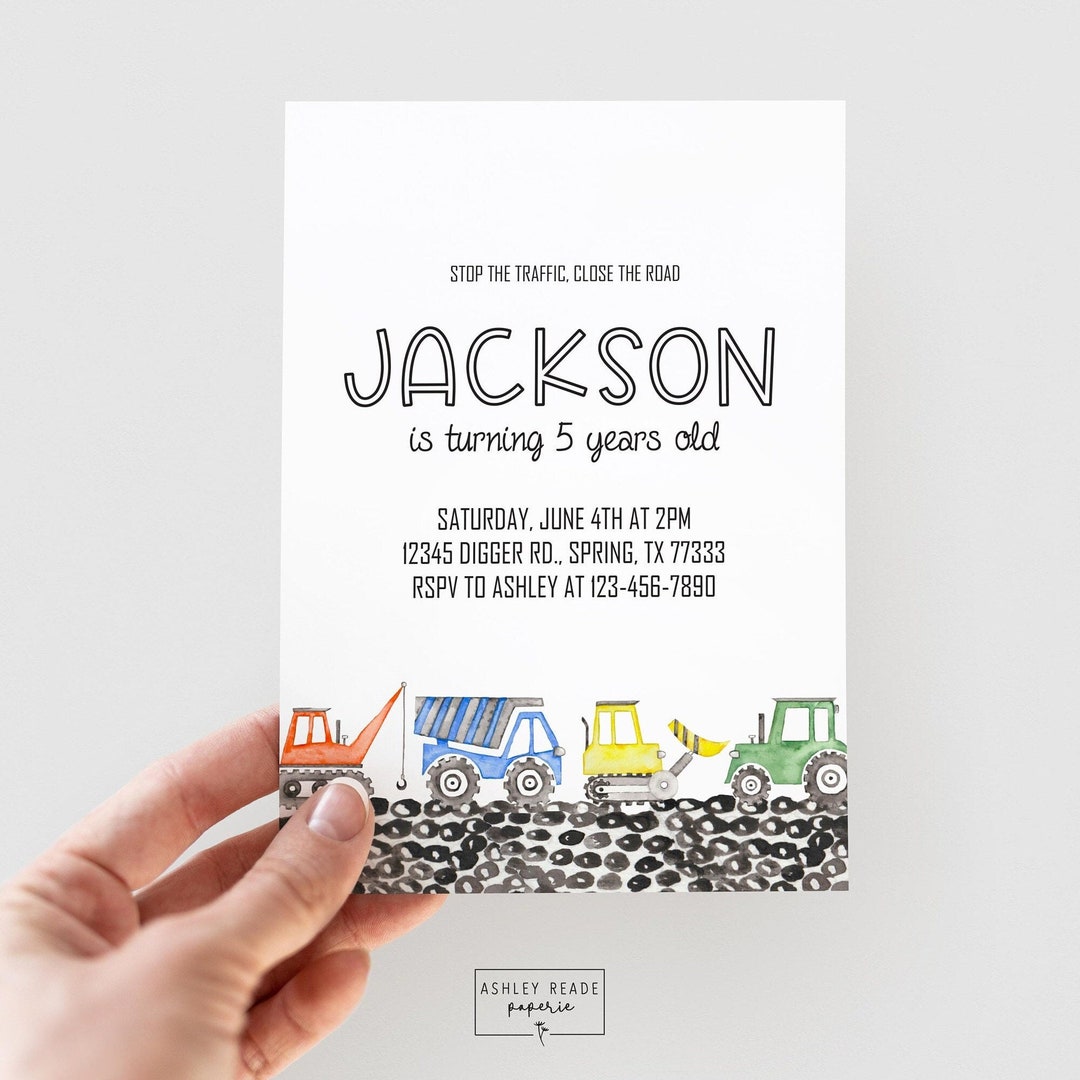 Construction Birthday Party Invitation Personalize Digital - Etsy