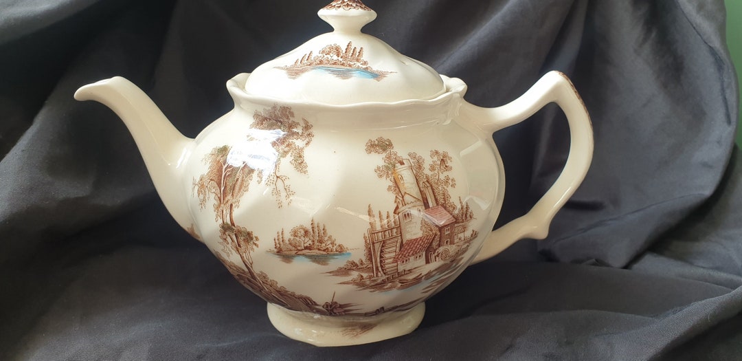 Vintage, Beautiful, the Old Mill, Johnson Bros Brown Transferware With ...