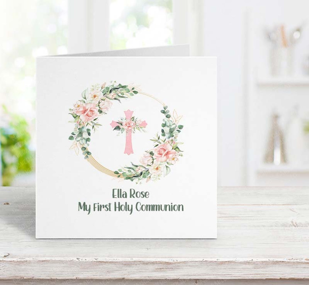 First Communion Card for Girl, Personalized Card , Communion Gift Card ...